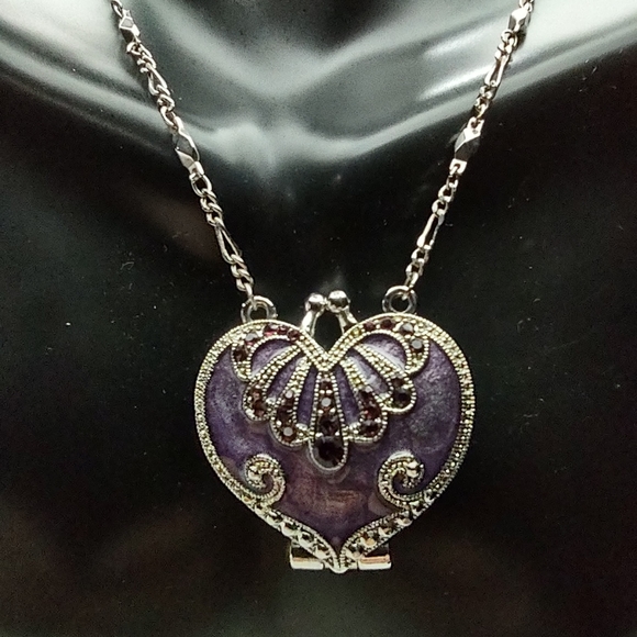 Jewelry | Nwot Purple Heart Locket Pendant Necklace | Poshmark